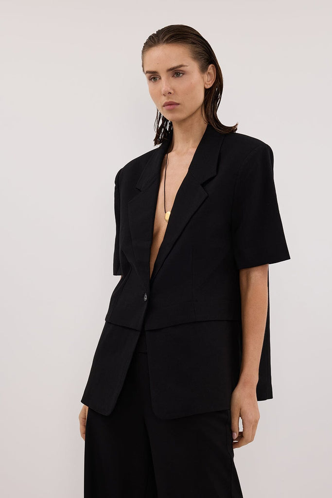 RITA BLACK SHORT SLEEVE BLAZER | Dissh