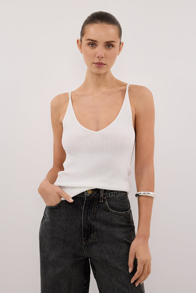 JOY OFF WHITE TWIST KNIT TANK | Dissh