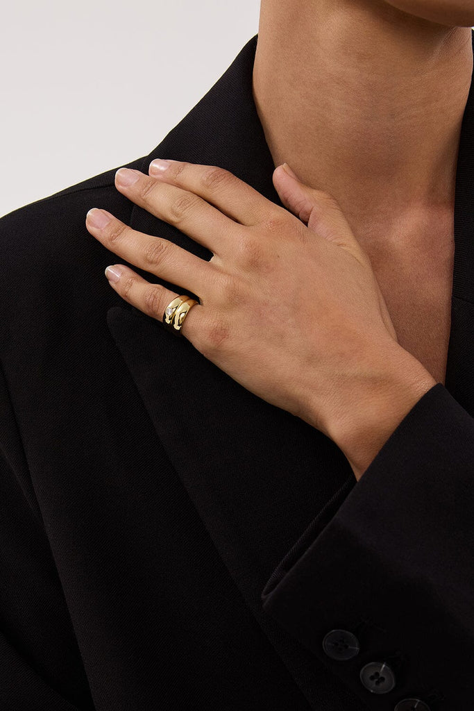 MEGA DOUBLE STACK PINKY RING GOLD | Dissh
