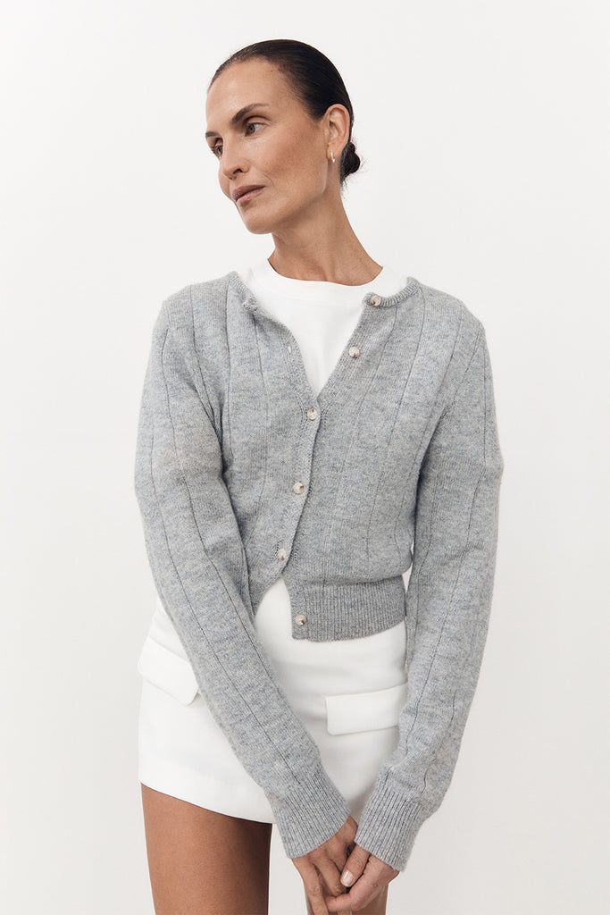 LEVI SILVER MARLE KNIT CARDIGAN | Dissh