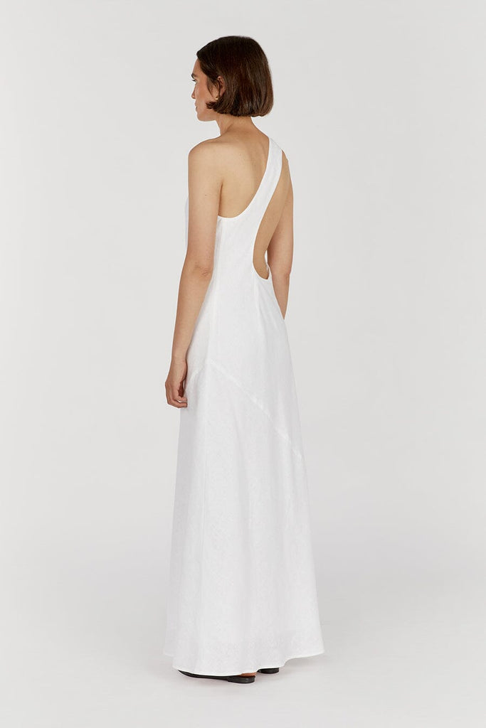 ADDISON WHITE LINEN AYSM MAXI DRESS | Dissh