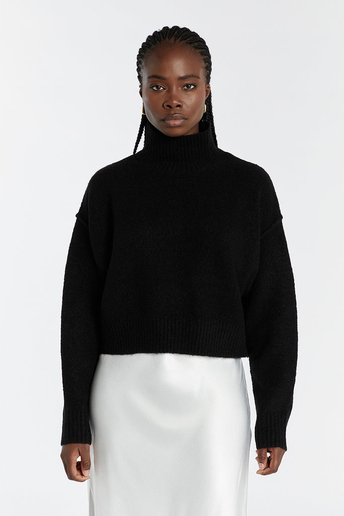 Cleo Black Cropped Jumper | Dissh