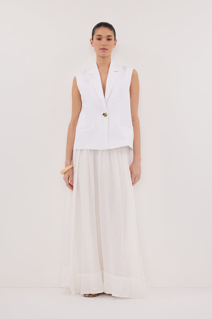 SELAH WHITE LINEN SLEEVELESS VEST | Dissh