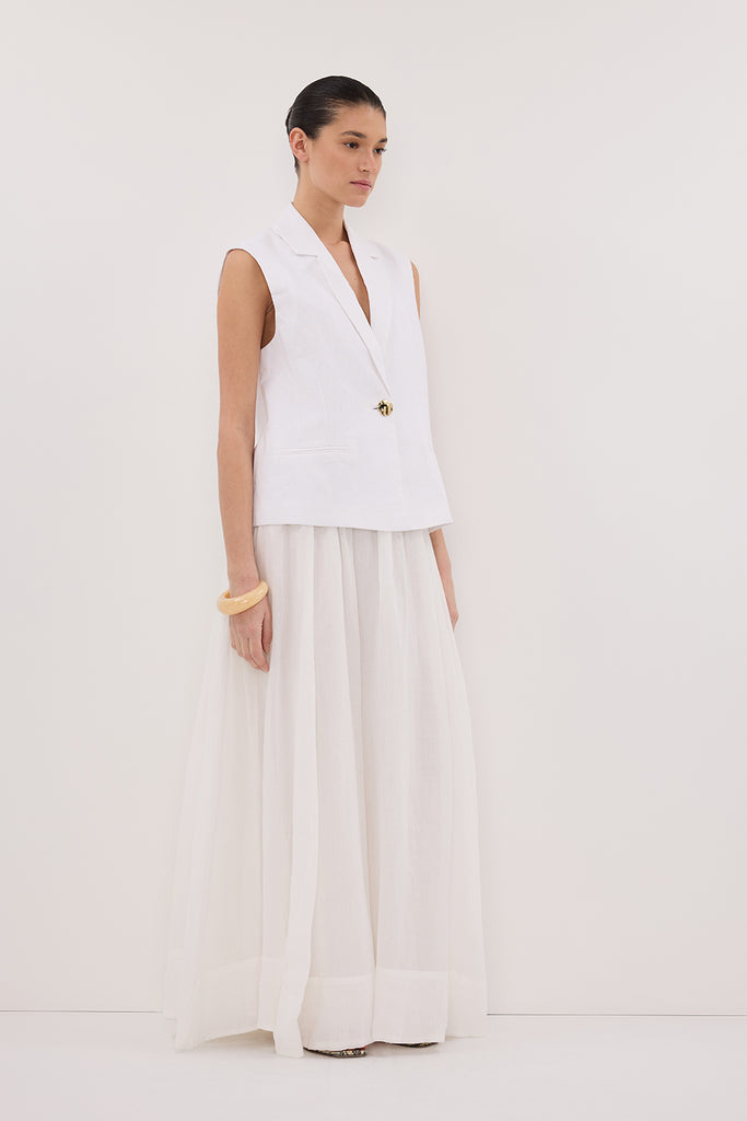 SELAH WHITE LINEN SLEEVELESS VEST | Dissh