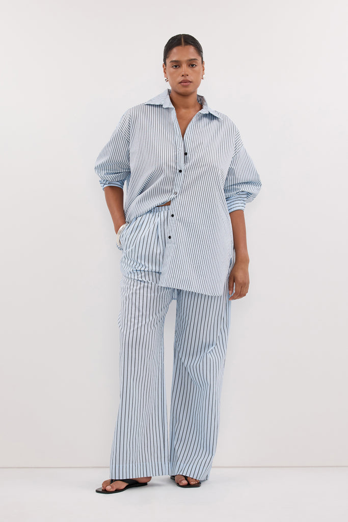 SABLE ICE BLUE OVERSIZED SILK BLEND SHIRT | Dissh