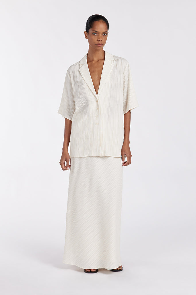 LOZ CREAM DRAWSTRING MIDI SKIRT | Dissh