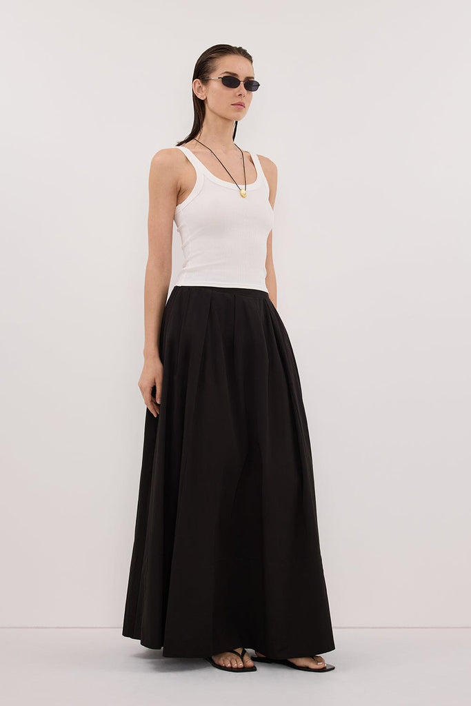 CONAGH BLACK POPLIN MIDI SKIRT | Dissh