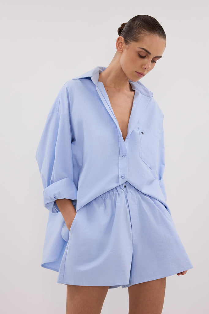 RHEA BLUE COTTON SHORT | Dissh