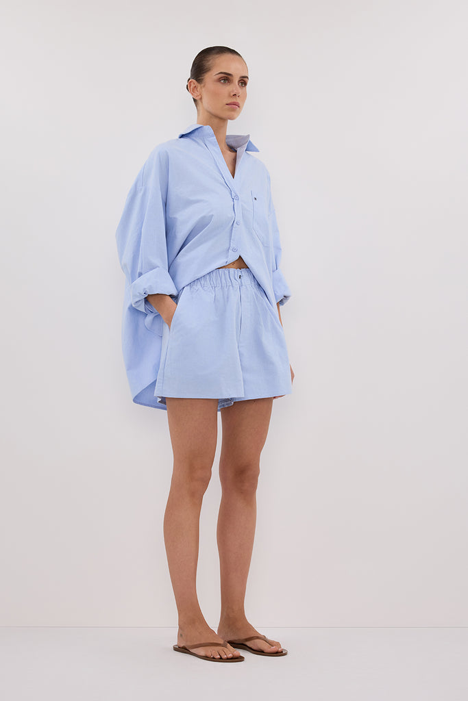 RHEA BLUE COTTON SHORT | Dissh