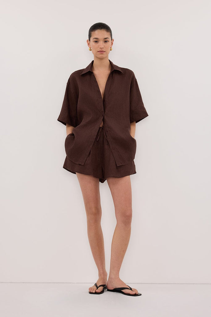 HELENA COCOA LINEN SHORT | Dissh