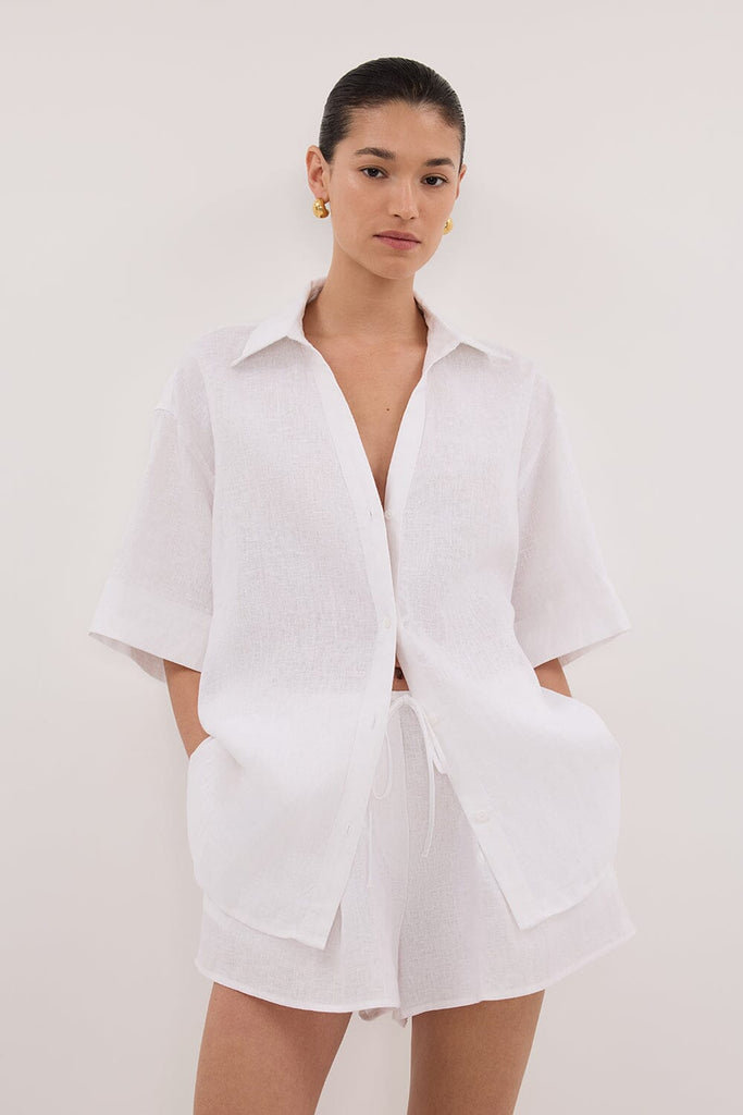 HELENA WHITE LINEN SHORT | Dissh