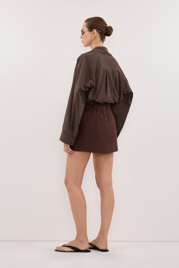 EVIE COCOA LINEN SKORT | Dissh