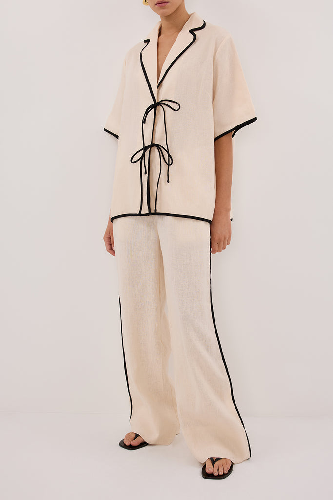 VON CREAM LINEN PANT | Dissh