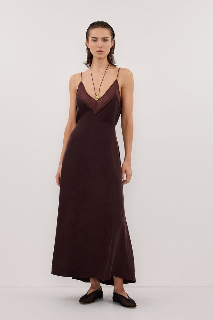 MILLIE WALNUT CUPRO MIDI DRESS | Dissh