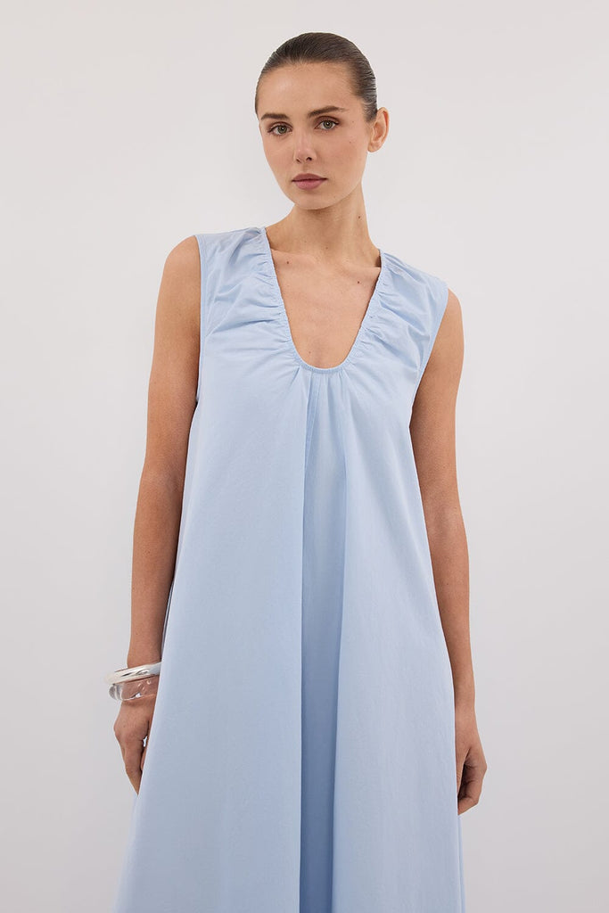 GABBY CORNFLOWER OVERSIZED COTTON MIDI DRESS | Dissh