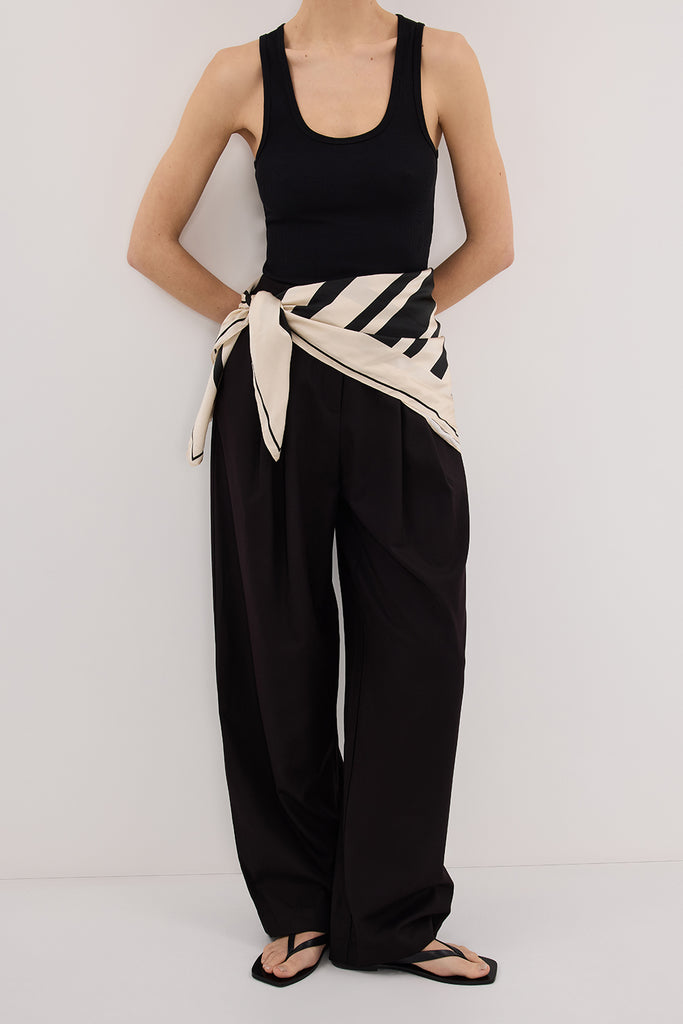 RAE BLACK STRIPE SILK SCARF | Dissh
