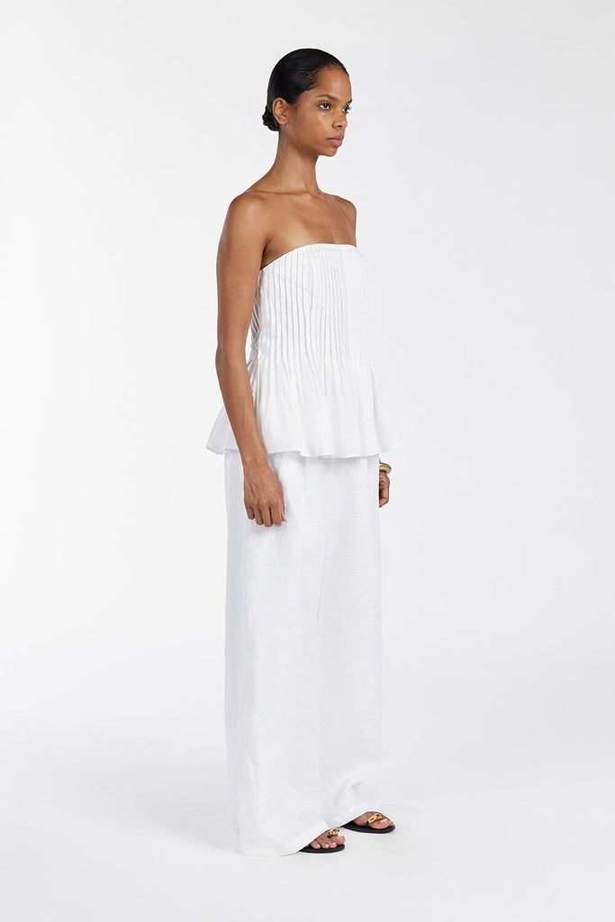 PAIGE WHITE LINEN BLEND TOP | Dissh