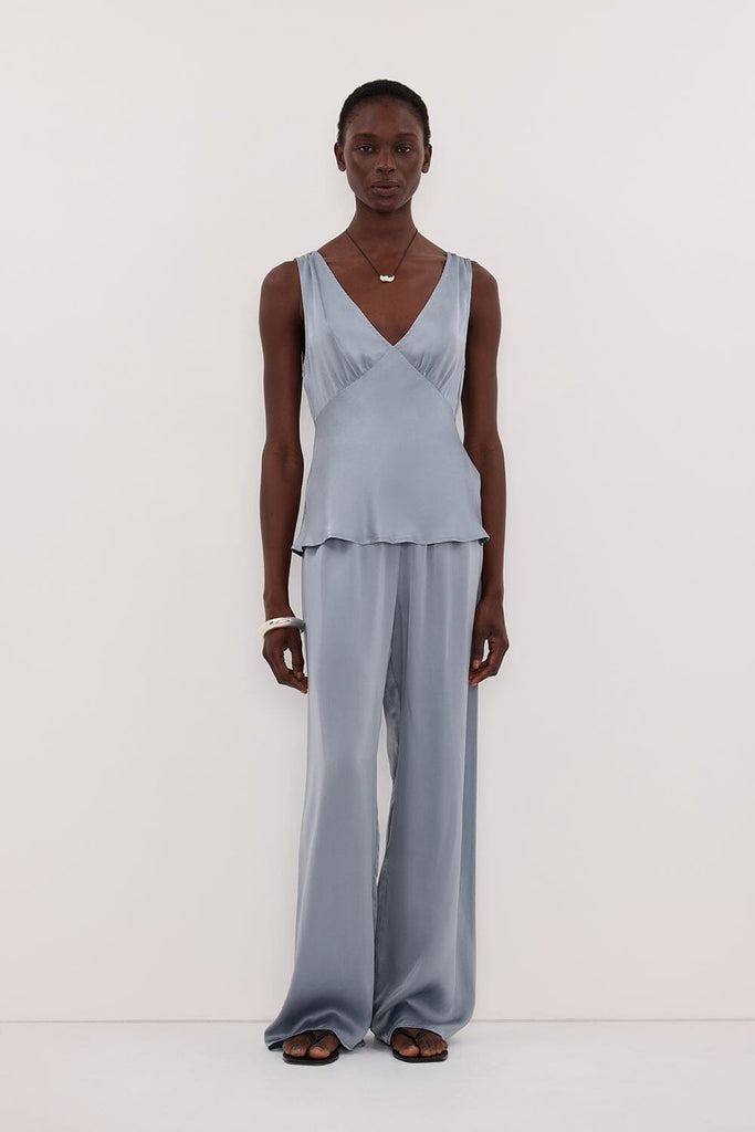 JORJA DUSTY BLUE SILK TOP | Dissh