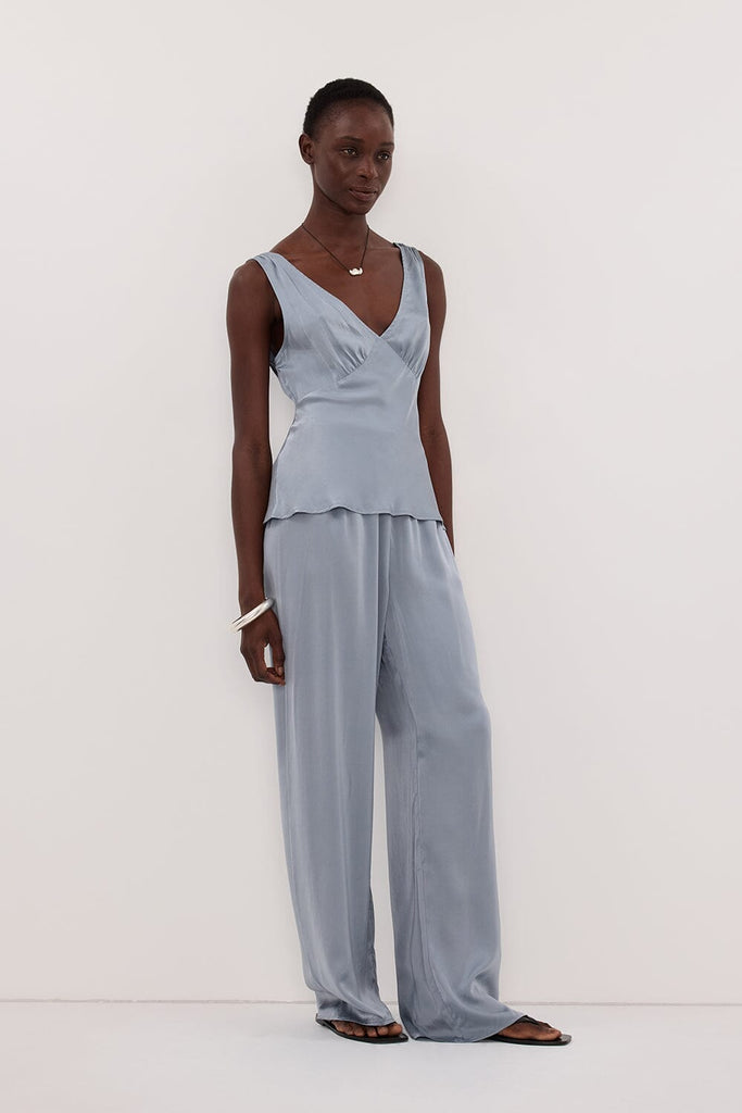 JORJA DUSTY BLUE SILK TOP | Dissh