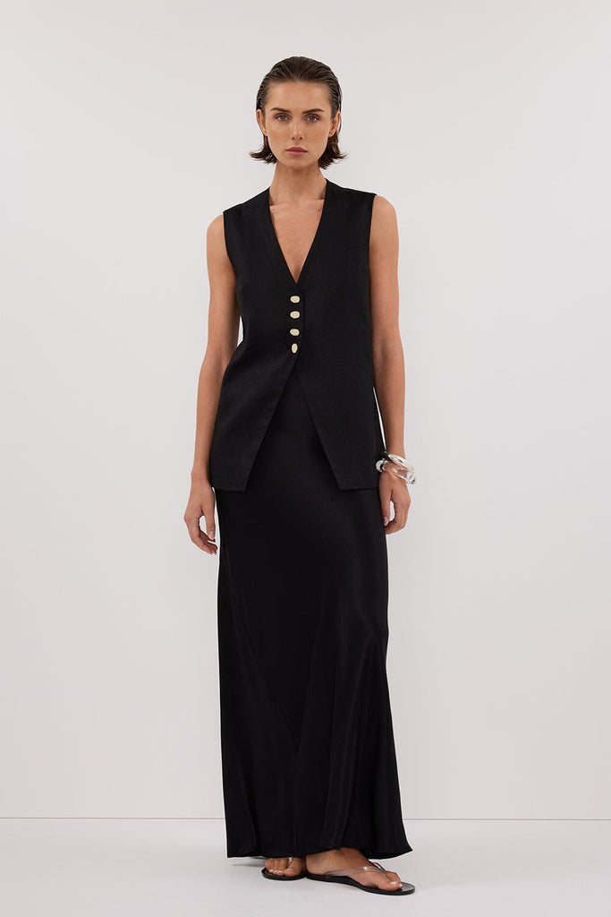 KNOX BLACK LINEN VEST | Dissh