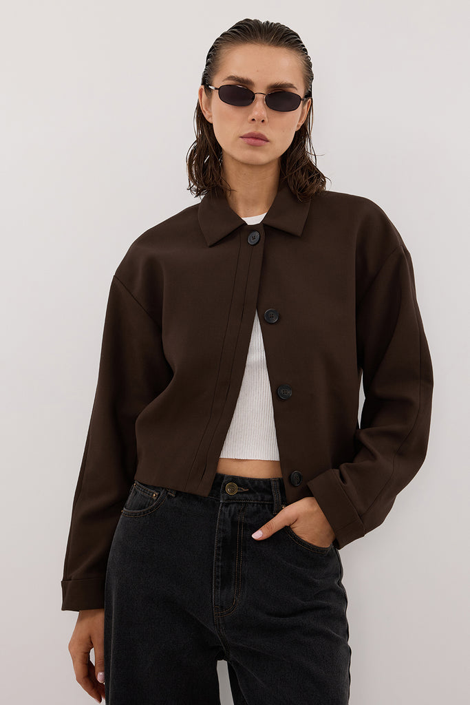 LEX DARK CLOVER CROPPED JACKET | Dissh