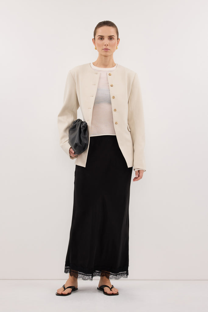 CYRUS BONE COLLARLESS BLAZER | Dissh