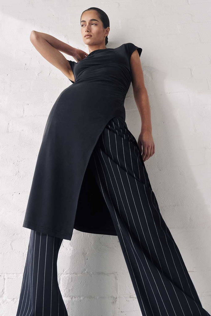 RIO CHARCOAL DRAPED TUNIC TOP | Dissh