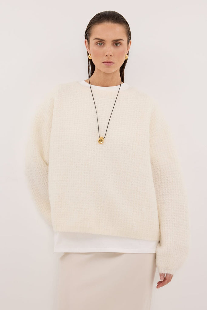 ALYSSA IVORY CREW NECK JUMPER | Dissh
