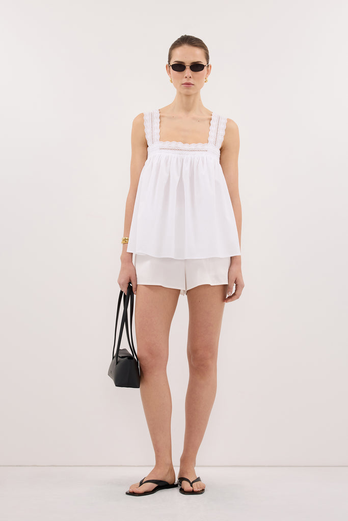 MIRANDA WHITE LACE TRIM TOP | Dissh