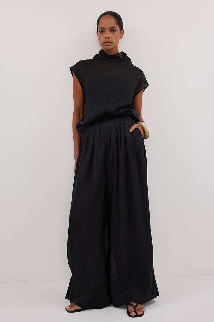 CARMEL BLACK RAMIE PANT | Dissh