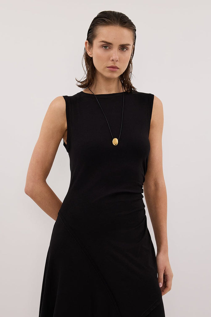 HADLEY BLACK SLEEVELESS MIDI DRESS | Dissh