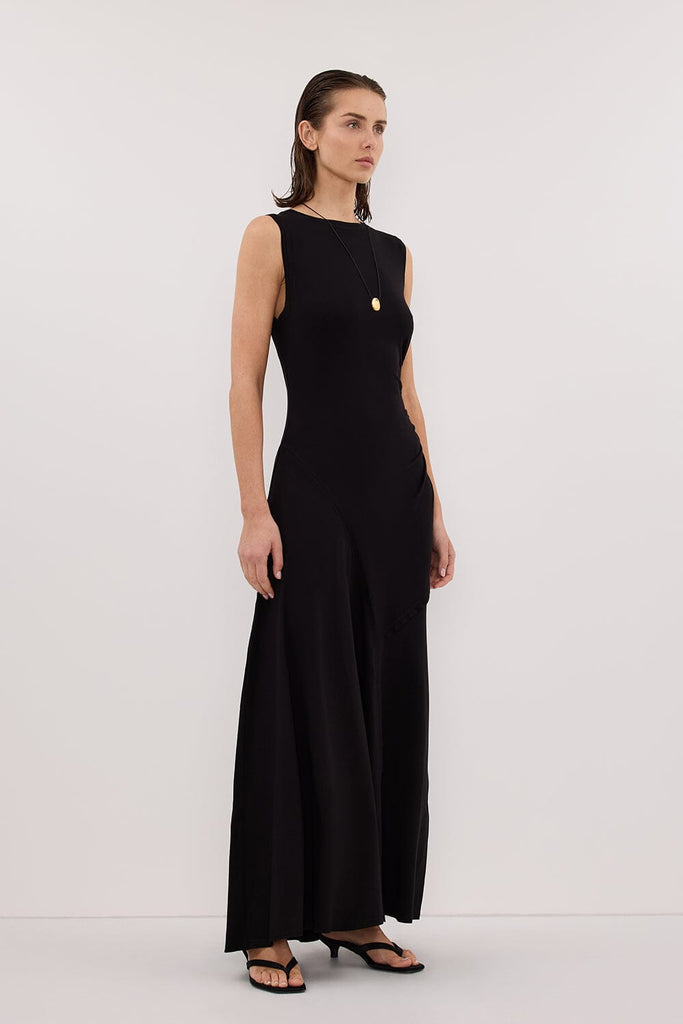 HADLEY BLACK SLEEVELESS MIDI DRESS | Dissh