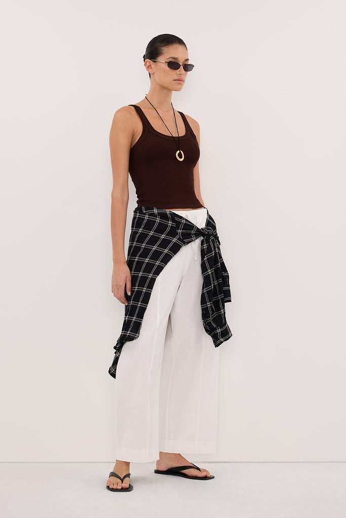 PHOEBE BURNT CHOC SCOOP NECK TANK TOP | Dissh