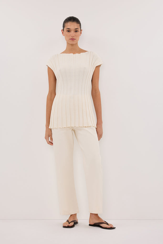 FINN CREAM TWISTED SEAM JEAN | Dissh