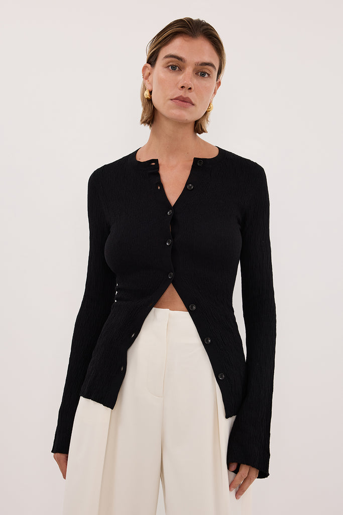 ALIAS BLACK LONG SLEEVE KNIT TOP | Dissh