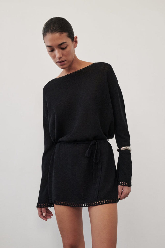 TARI BLACK KNIT LS MINI DRESS | Dissh