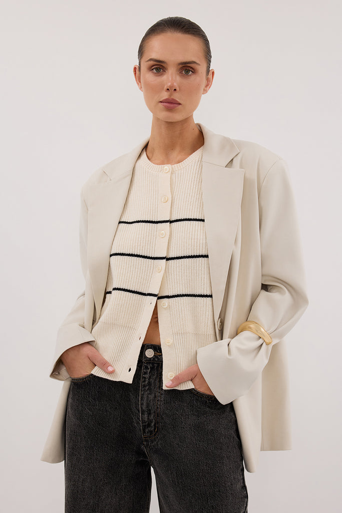 KATE CREAM STRIPE KNIT VEST | Dissh