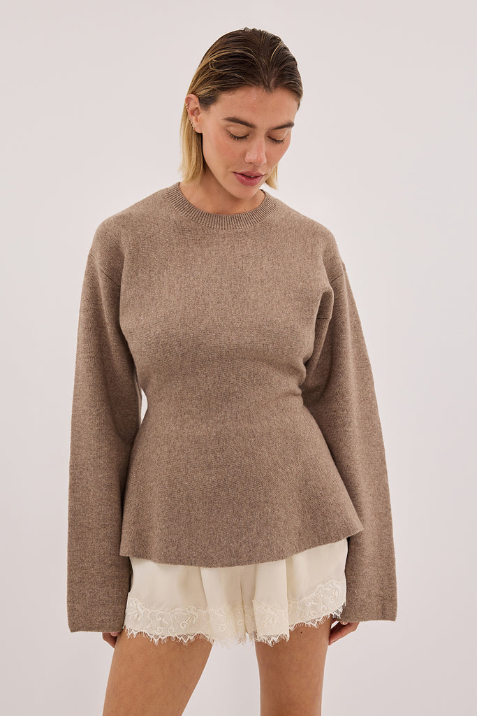 LANIE CHOC MARLE KNIT TOP | Dissh