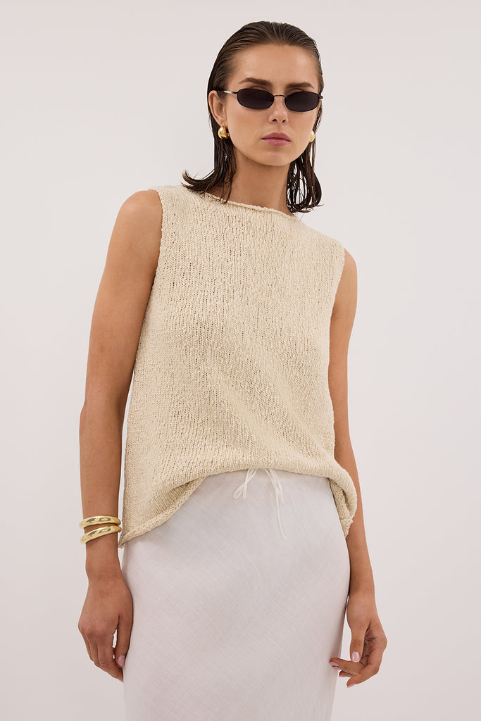 DINA NATURAL KNIT TOP | Dissh
