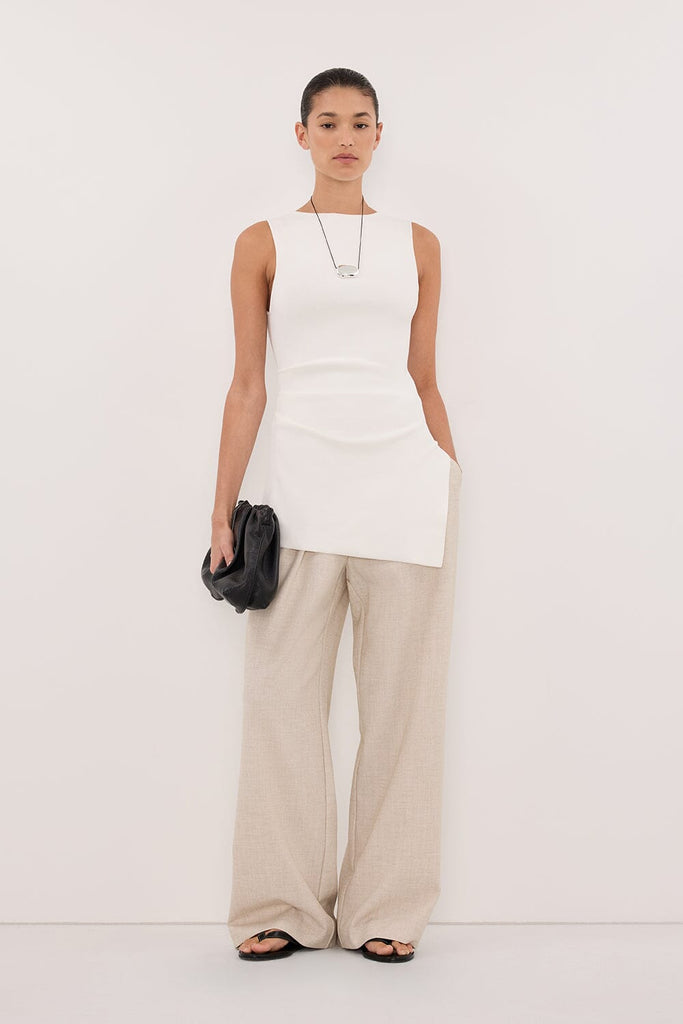 CLEO WHITE LONGLINE KNIT TOP | Dissh