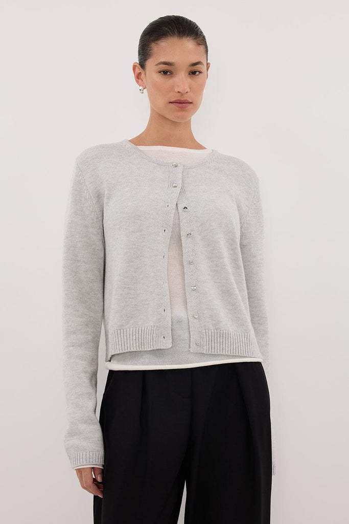 LISE SILVER LIGHT KNIT CARDIGAN | Dissh