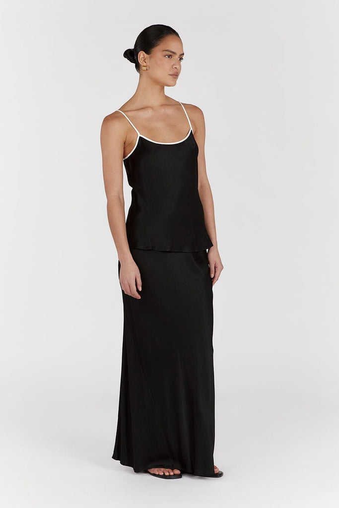 LETTY BLACK SATIN CONTRAST CAMI | Dissh