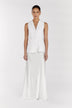 KRISTIN WHITE LINEN LONGLINE VEST | Dissh
